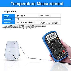 Digital Multimeter AP-838L Manual Range AC DC Amp Multimeter, Electric Tester Ohmmeter with Diode and Continuity Detector, Backlit Display and Insulated Rubber