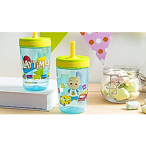 Zak Designs 15oz Cocomelon Kelso Tumbler Set, Leak-Proof Screw-On Lid with Straw Made of Durable Plastic and Silicone, Perfect Bundle for Kids, 1 Count (Pack of 1)