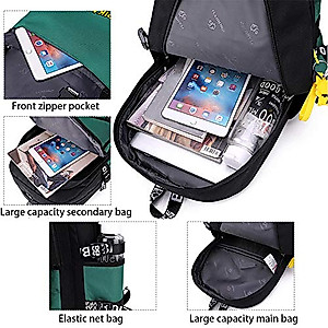 CUSALBOY Anime School Bags student Oxford Cloth Vacation Backpack Travel Bag Luggage Trolley Case with Six Wheels Laptop backpack (green1)