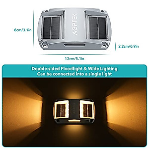 AGPTEK Solar Driveway Lights 4 Pack, Solar Deck Lights Outdoor Dock Marine Lights LED Dock Lights Solar Powered Waterproof Driveway Marker Lights for Warning Step, Sidewalk, Pathway, Garden, Yard