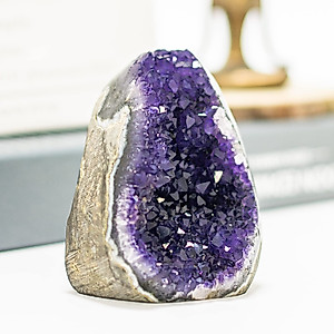 Natural Deep Purple Amethyst Crystal Geode from Uruguay 1lb-1.5lb, A Grade Amethyst Cluster, Premium Gift Box for Collectors Reiki Healing Positive Energy by GEMBOURY