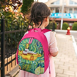 Yellow Submarine Backpack For Girls Boys Lightweight Shoulder Bag Daypack With Adjustable Strap For School Travel