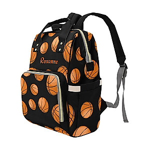 XOZOTY Basketball Diaper Bags Backpack with Name Personalized Nursing Nappy Bag Travel Tote Bag Gifts