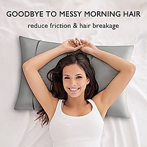 Fittia Silky Satin Body Pillow Pillowcase for Hair and Skin, Silk Body Pillow Case Cover 20x54 with Envelope Closure, Soft Long Pillowcase, Slivergrey, 1 Pack