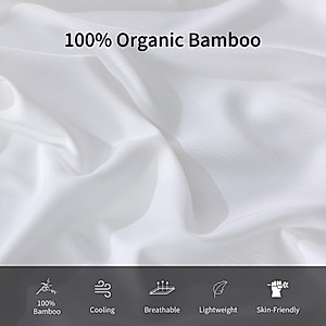 Levoo Cooling Duvet Cover King Size Rayon Derived from Bamboo 400 Thread Count Soft Silky 3Pcs Comforter Cover Set with 1 Duvet Cover and 2 Pillowcases No Insert (King, White)