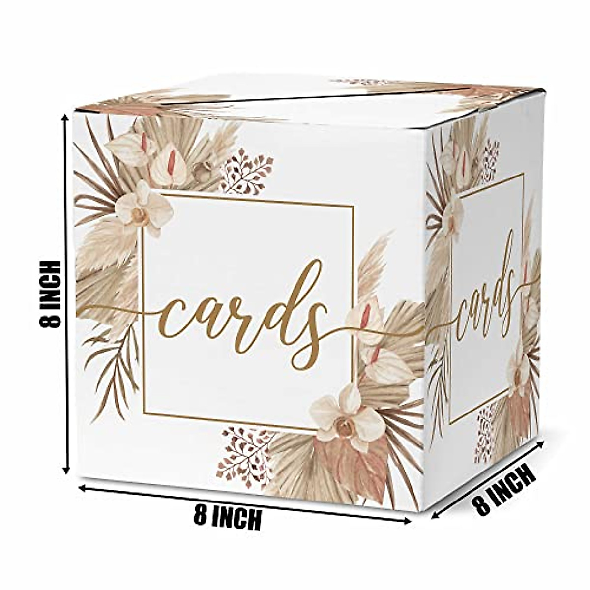 8”Card Box, boho Floral Cards Receiving Box, For Birthday, Wedding, Bridal or Baby Shower, Engagement, Retirements, Graduation, Money Box Holder, Party Favor, Decorations, 1 pte (Cabox005）
