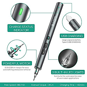 ORIA Electric Screwdriver, 28 in 1 Electric Screwdriver with 24 Precision Bits, (Newest) Rechargeable Mini Electric Screwdriver, Type-C Charging, LED Lights for Smartphones, PC
