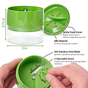 Handheld Spiralizer 3 in 1 Vegetable Slicer, Veggie Spiral Cutter Zucchini Spaghetti Maker Adjustable Spiral Slicer for Low Carb Vegan Meals