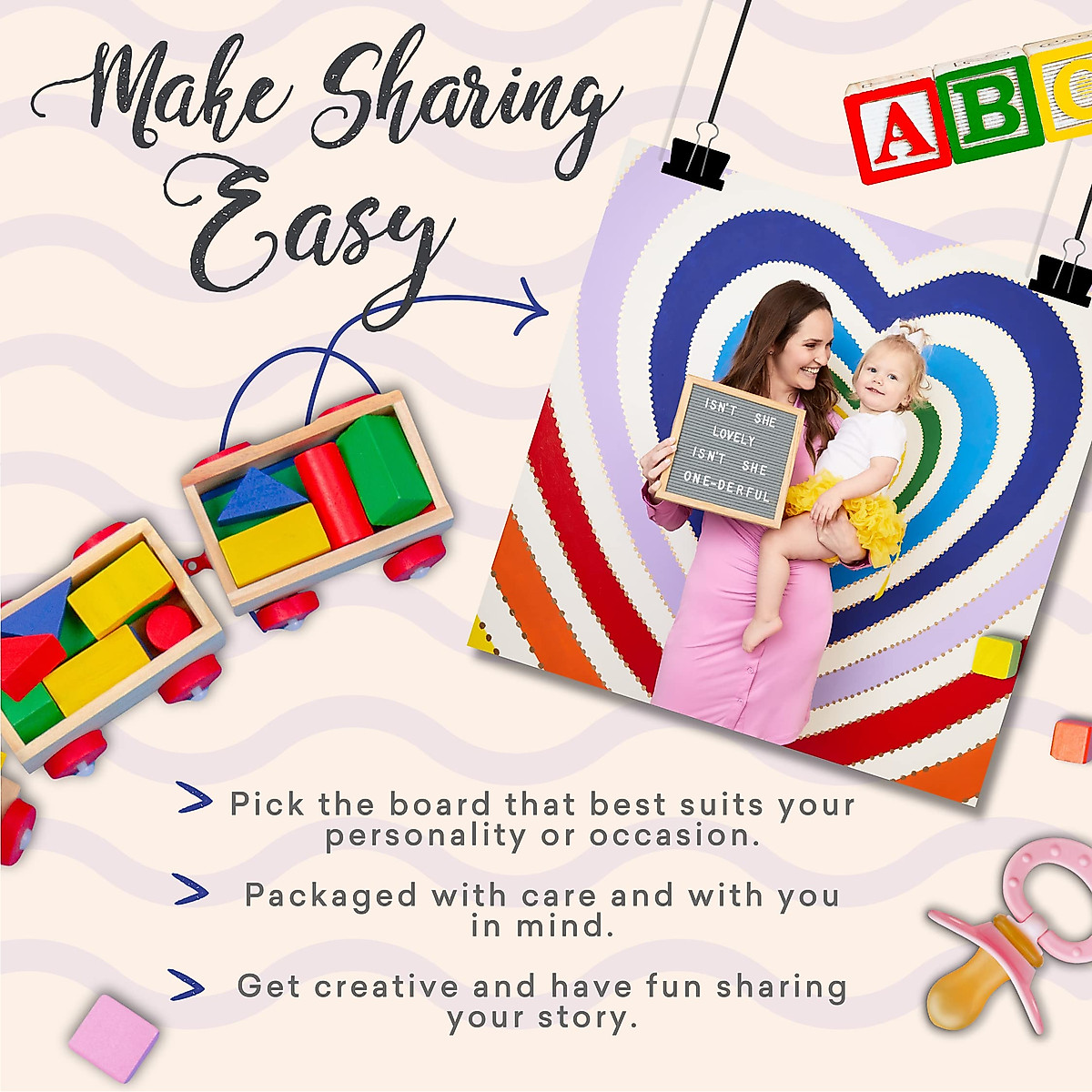 Felt Letter Board, 10x10in Changeable Letter Board with Letters White 300 Piece - Felt Message Board, Oak Frame Wooden Letter Board for Baby Announcements, Milestones, Office Decor & More (Gray)