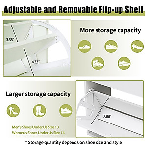 KUMIUNION Shoe Storage Cabinet with 2 Flip Drawers, Slim Freestanding Storage Racks for Entryway, Hallway, Hidden Narrow Shoe Organizers Perfect for Heels, Boots, Slippers, White with Shelf