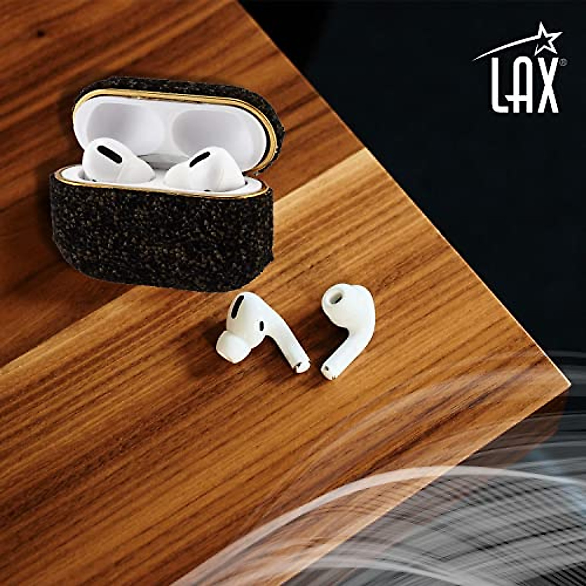 LAX Gadgets AirPods Pro Case Cover - Protective Compatible with Apple AirPod Pro - Lightweight Case with Carabiner Key Ring  Easy to Use - Rhinestones Black