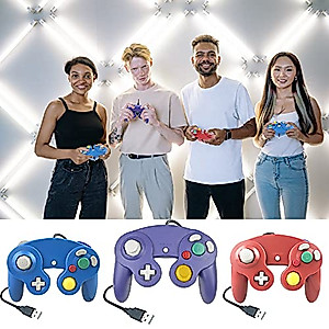 Reiso Classic NGC Wired USB Controller for Windows PC MAC(blue1)
