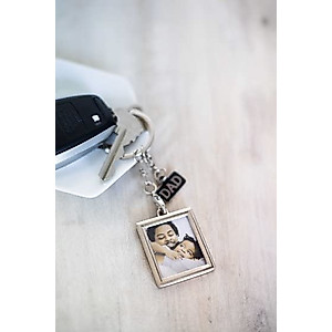 Pearhead Dad Charm Photo Keychain, Gender-Neutral Baby Girl or Baby Boy Keepsake, Father’s Day Accessories, Father Daughter or Father Son Keepsake Frame Keychain, Silver