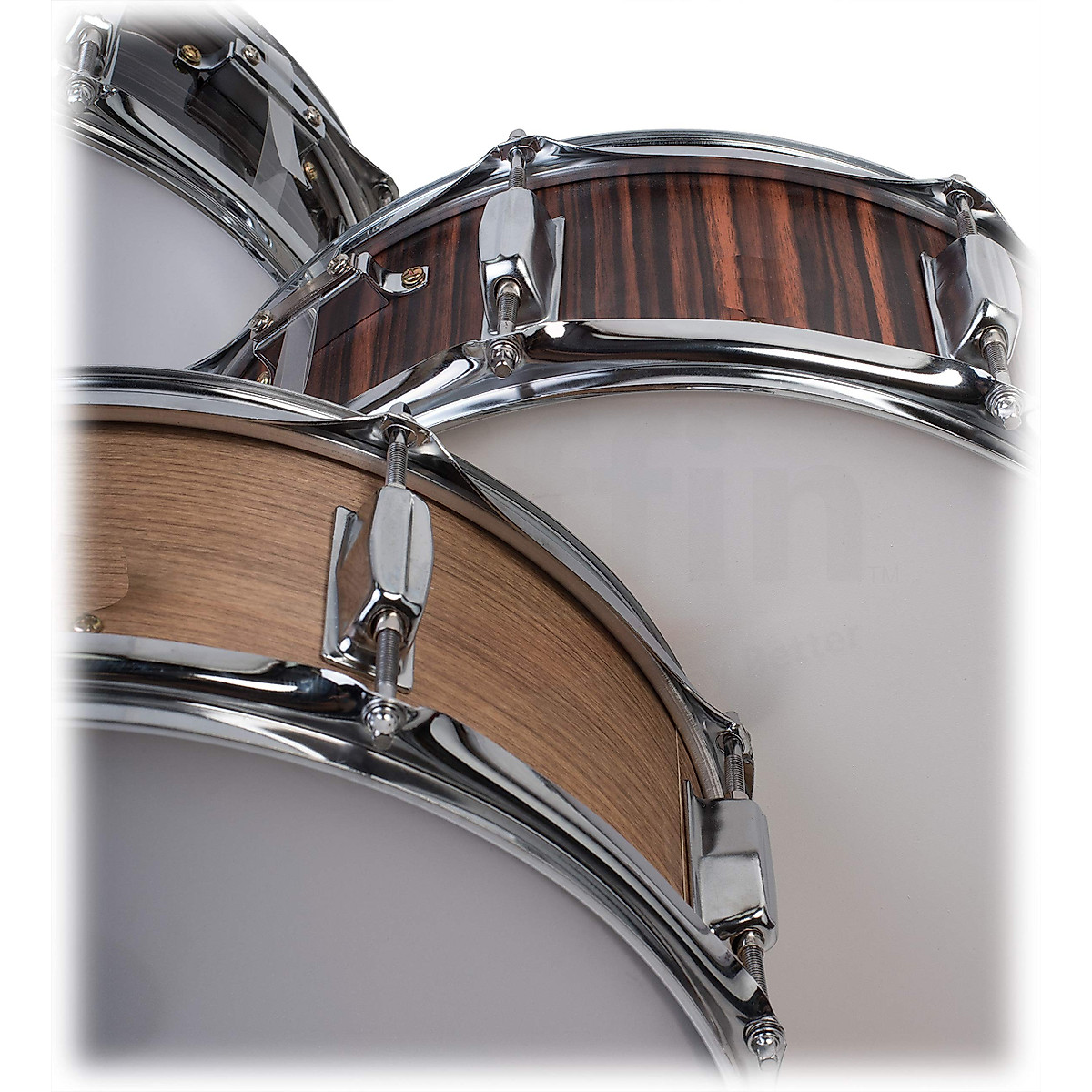 Snare Drum by GRIFFIN | 14" x 5.5" Black Hickory PVC & Coated Head on Poplar Wood Shell | Acoustic Marching Percussion Instrument Set, Drummers Key, 8 Metal Tuning Lugs & Snare Strainer Throw Off Kit