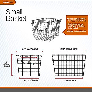 Spectrum Diversified Scoop Wire Basket, Vintage-Inspired Steel Storage Solution for Kitchen, Pantry, Closet, Bathroom, Craft Room & Garage, Small, Industrial Gray