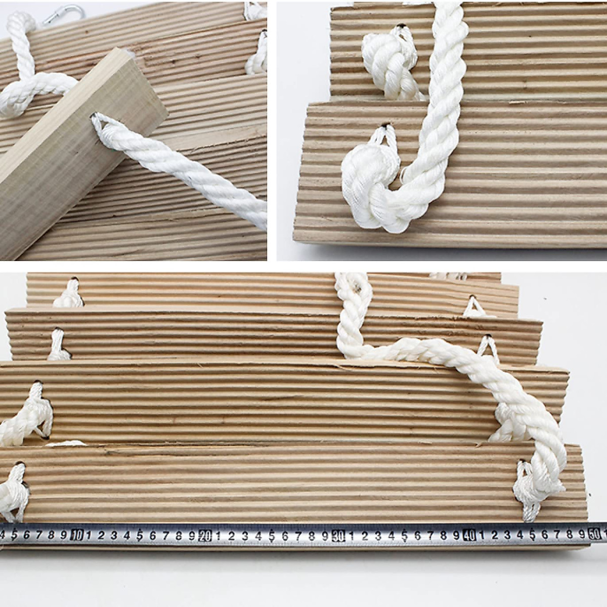 Emergency Fire Escape Rope Ladder 1-5 Story Homes Reusable Compact & Portable Wood External Ladder for Kids and Adults