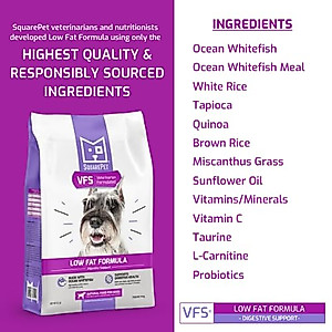 SquarePet Veterinarian Formulated Solutions Low Fat Content Lean Whitefish, Highly Digestible, Dry Dog Food 22lbs