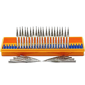 JINGLING 30Pcs 3.2mm Tapered Point Diamond Grinding Bit 1/8" Cone Rotary Burrs for Dremel