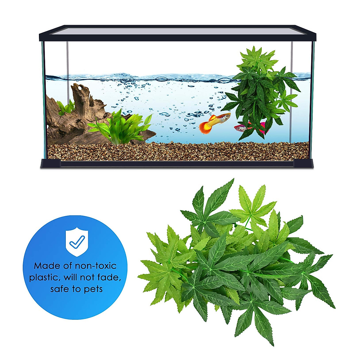 KATUMO Reptile Plants, 3PCS Amphibian Hanging Plants with Suction Cup for Lizards, Geckos, Bearded Dragons, Snake, Hermit Crab Tank Pets Habitat Decorations