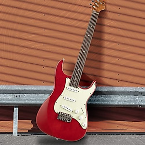 EART Electric Guitar SSS Single Coil Pickups,Solid-Body,Stainless Steel Frets Right Handed-Rosewood Fingerboard-Red