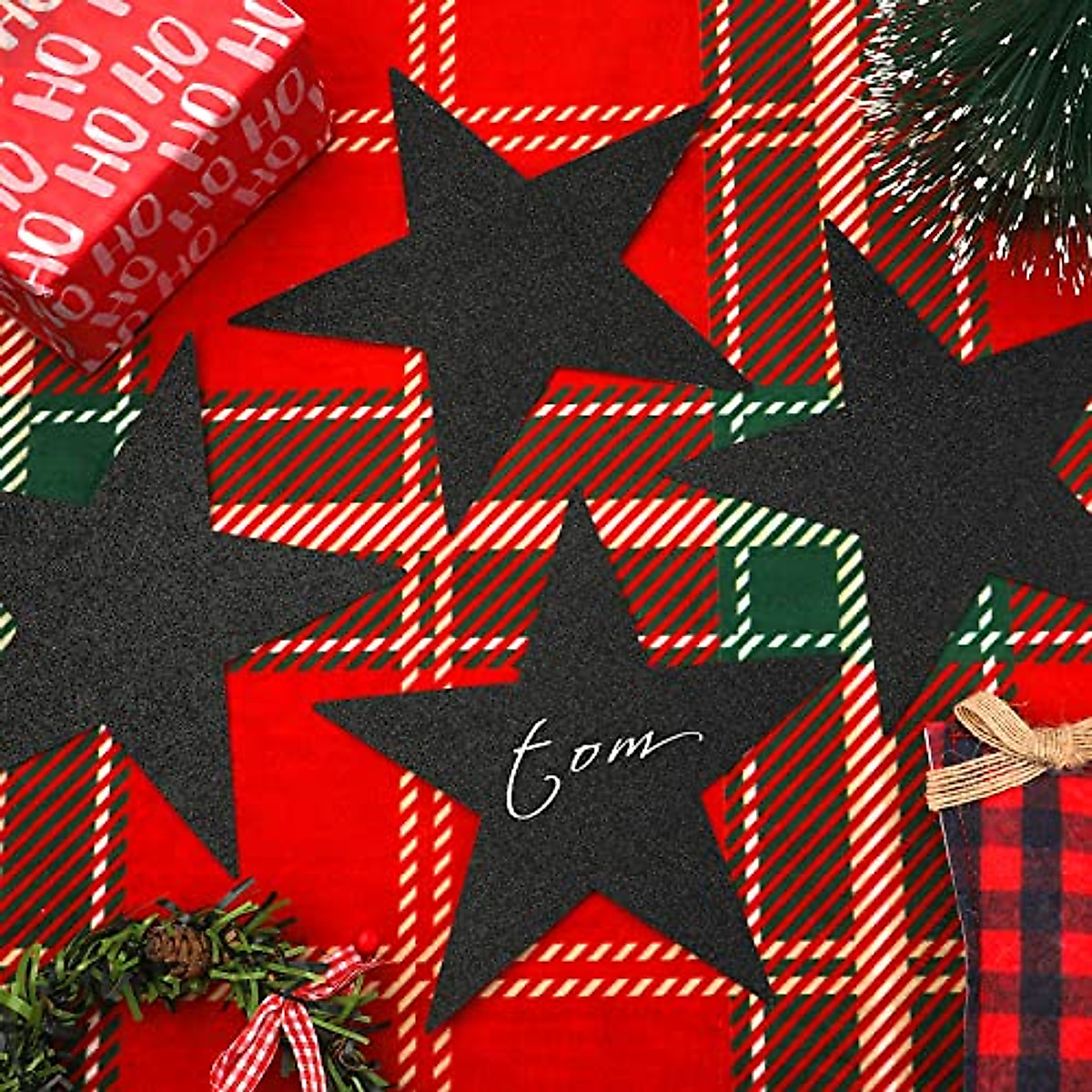 50pcs Glitter Star Cutouts, 6inch Twinkle Star Glitter Paper Confetti Star Shape Paper Cut Outs for Bulletin Board Classroom Wall Party Supplies (Black)