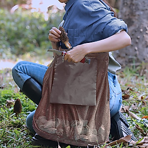Foxyoo Mushroom Foraging Kit with Mushroom Foraging Bag and Mushroom Knife with Brush, for Mushroom Foraging Lovers - foraging, collecting, and Harvest Mushrooms, A Unique Mushroom Gift - Brown
