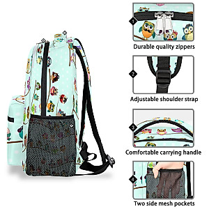 Owl Kids Backpack for Boys Girls, Cute Animal Lightweight School Backpack Bookbags Elementary Toddler School Bags 14 inch Laptop Backpacks Casual Daypack
