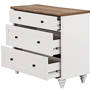 WAMPAT Dresser for Bedroom with 6 Drawers, White Kids Dressers with Wide Chest of Drawers, Mid Century Modern Wooden Closet Storage Organizer, Large Wood Dressers for Living Room, Nursery, Hallway