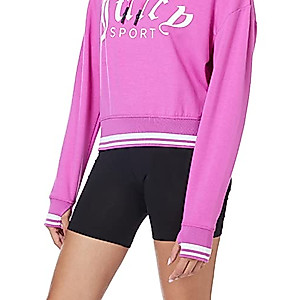 Juicy Couture Women's Cropped Logo Pullover Hoodie, Wild Fuchsia, Large