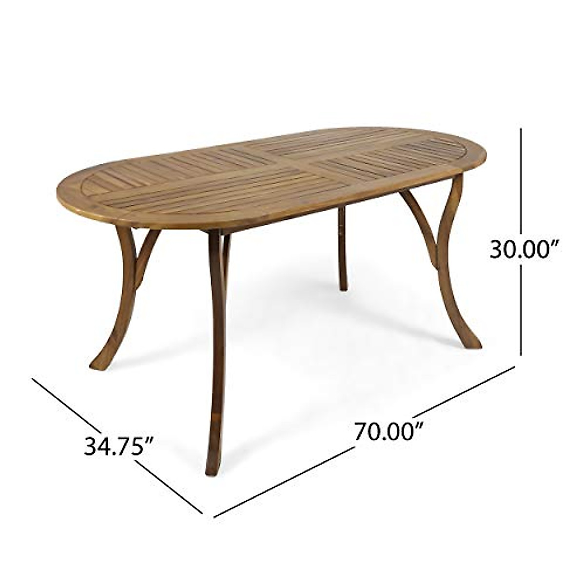 Christopher Knight Home Baia Outdoor 70" Oval Acacia Wood Dining Table, Teak