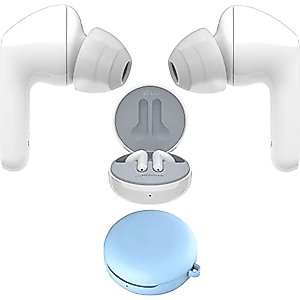 LG Tone Free HBS-FN5W True Wireless Earbuds Bluetooth Meridian Audio with UVnano Case Bundle Macarons Carrying Case (Mint)