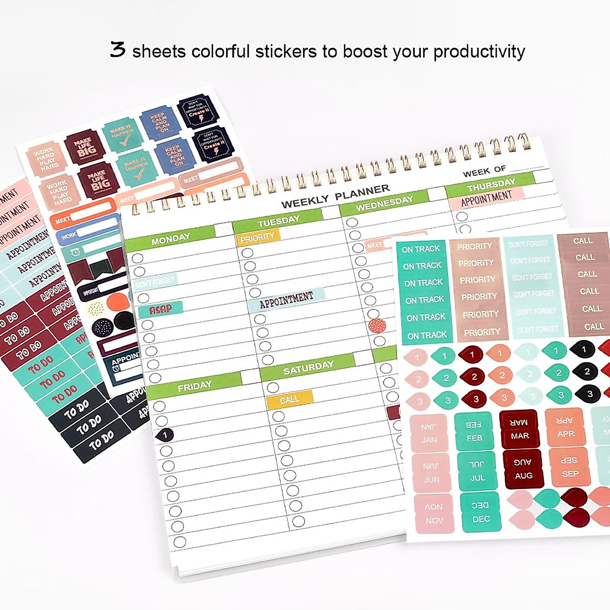 Spiral Weekly Planner, 8.7" X 9.5" Size, Weekly To Do List Notepad with Checklist, 52 Sheets Tear Off Note Pad, Work and Personal Organizer