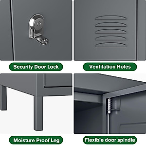 SUPEER Metal Lockers for Employees with 18 Door,Metal Storage Locker with Lock for School Garage Gym Office Home Bedroom,Assembly Required,18 Doors Dark Grey