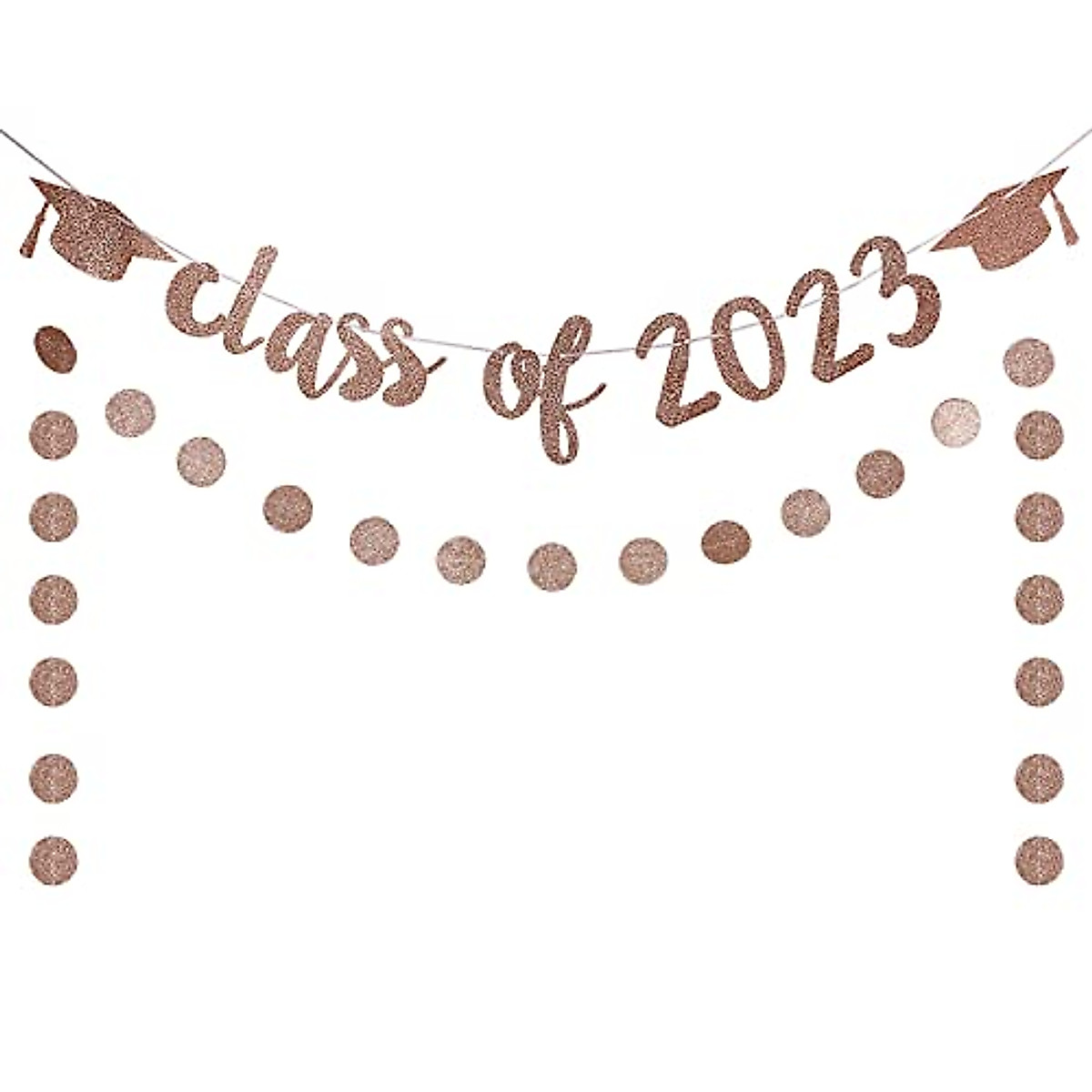 Class of 2022 Banner and Graduation Circle Dots Garland Rose Gold Glitter - Graduation Party Decorations 2022 Rose Gold,Graduation Decorations for Girls,Rose Gold Graduation Banner 2022