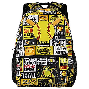 Softball Backpack for Boys Girls, Elementary Middle High School Bookbags for Teen Kids, Travel Laptop Backpack for College Students Women Men Durable Lightweight School Bags, 17 Inch Large Back Packs