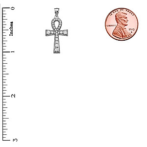 Diamond 14k White Gold Ankh Cross Pendant
