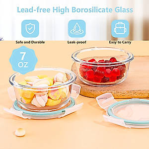 Luvan 7oz Glass Baby Food Containers, 12 Pack Baby Food Jars with Lids Leakproof, Stackable Baby Food Storage Containers Freezer Safe, Baby Bullet Containers for Fruit Purees and Vegetable Mashes