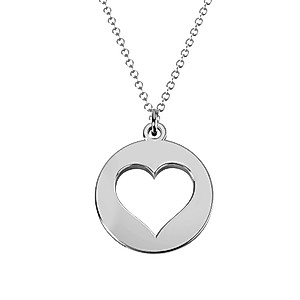 TSD Sterling Silver 'Shape Of My Heart' Cutout Disc Necklace by JEWLR