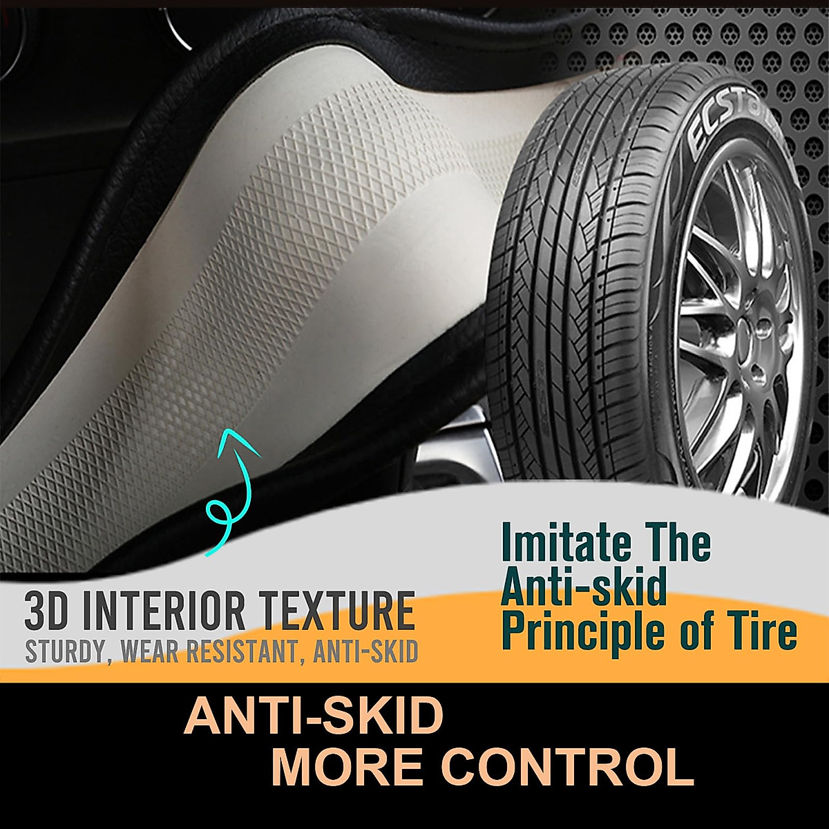 PINCTROT Bling Bling Comfy Steering Wheel Cover with Jumbo Crystal Rhinestones, Anti-Slip Diamond Leather, Universal 14.5-15 Inch (Pink)