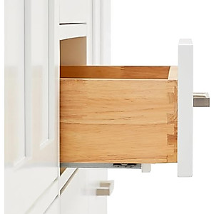 ARIEL Cambridge 42 Inch Bathroom Vanity with Sink, White Bathroom Vanity, Solid Wood Vanity Base Cabinet, Carrara White Quartz 1.5" Edge, Rectangular Single Sink, 2 Soft Closing Doors, 5 Drawers