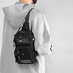 FASNAHOK Crossbody Sling Backpack for Men Women Multipurpose Cross Body Chest Bag Travel Hiking Casual Daypack (Black)