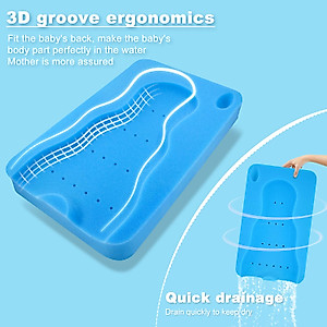 HALLO Baby Bath Sponge Soft Infant Bath Mat Newborn Cushion Odor Free (Blue)