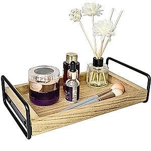 Bathroom Vanity Tray,Dorhors Bathroom Counter Tray Wooden Decorative Tray with Handles for Bathroom,Kitchen,Vanity
