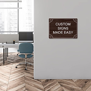 ComplianceSigns.com 10" x 7" Engraved Corner Detailed Custom Sign with Adhesive Strips, Engraved Plastic with Acrylic Core, Black on Silver