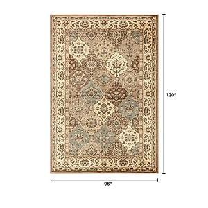 BNM Large Indoor Area Rug, Perfect for Living Room, Entryway, Basement, Bedroom, Kitchen, Office, Oriental Floor Cover, Jute Backing, Floral Medallion Indoor Area Rug, 8' x 10', Beige