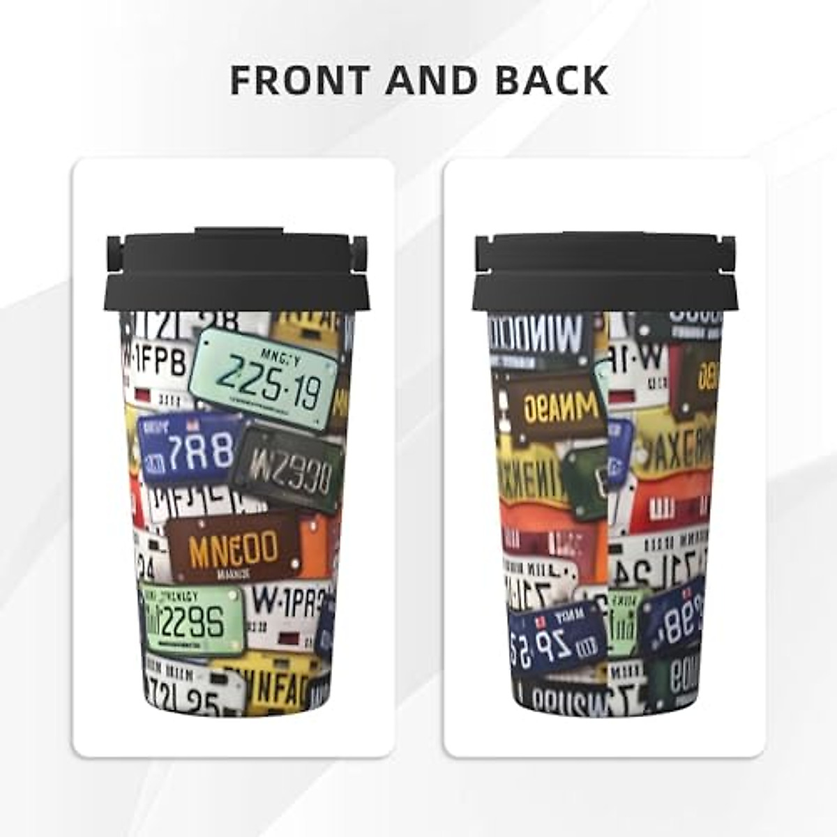 WANGZHAO License Plate Print Double Wall Stainless Steel Vacuum Insulated Tumbler Cup Home Thermal Cup