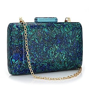 YYW Acrylic Clutch Purses for Women : Marble Evening Bag Vintage Handbags with Detachable Chain for Wedding Bridal Prom Party Ladies Girls Shoulder Crossbody bag (Green)