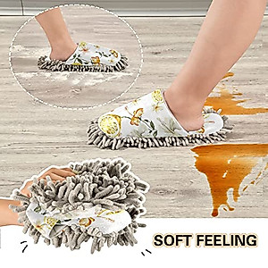 Tropical Flowers Lemons Mop Slippers Shoes Cover for Floor Cleaning Washable Hair Dirty Dust Cleaners Microfiber Mop Socks for House Office Kitchen