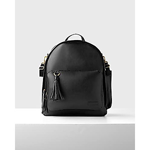 Skip Hop Diaper Bag Backpack: Greenwich Multi-Function Baby Travel Bag with Changing Pad and Stroller Straps, Vegan Leather, Black (Discontinued by Manufacturer)