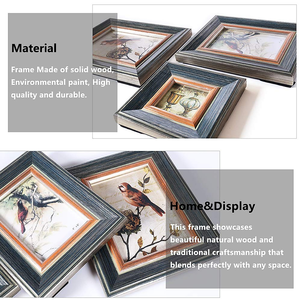 Najer 5x7 Square Retro Stereo Photo Frame, Solid Wood Painting Picture Frame for Wedding, Photo Studio, Home Decoration, Painting Art